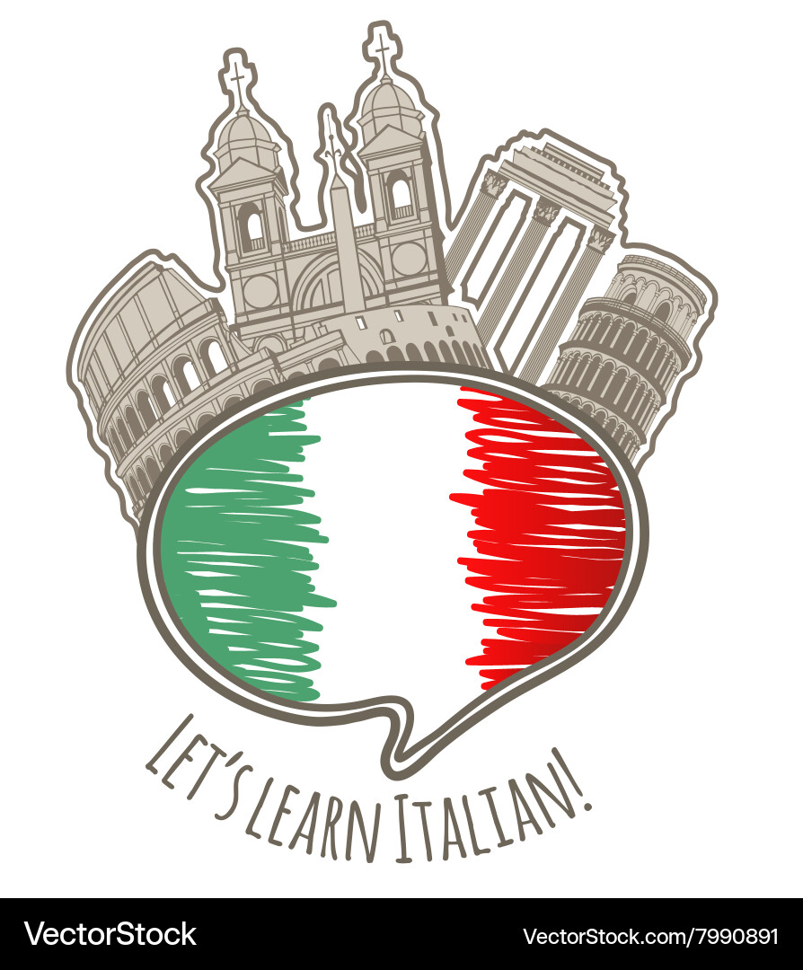 Studying italian language label Royalty Free Vector Image