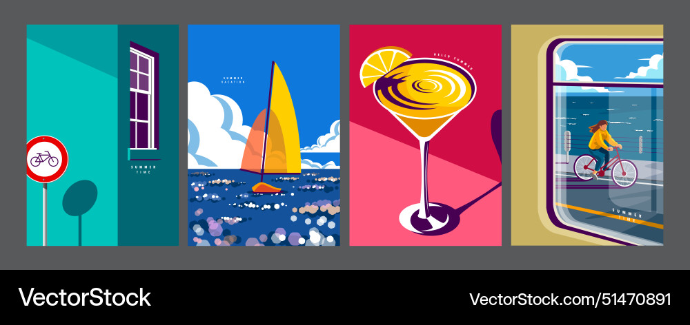Summer layout set colorful flat design minimal Vector Image