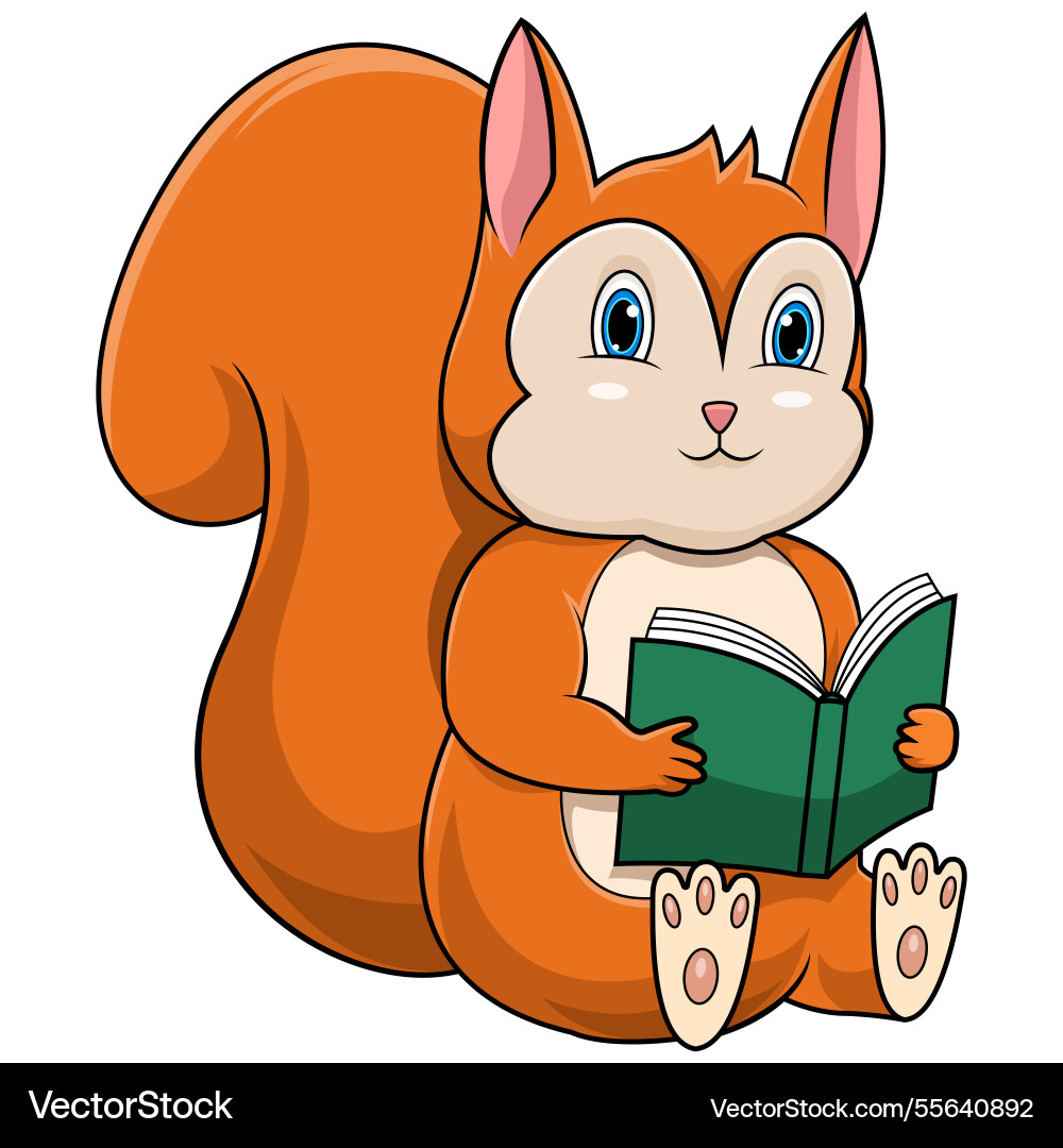 A cartoon of squirrel reading book Royalty Free Vector Image