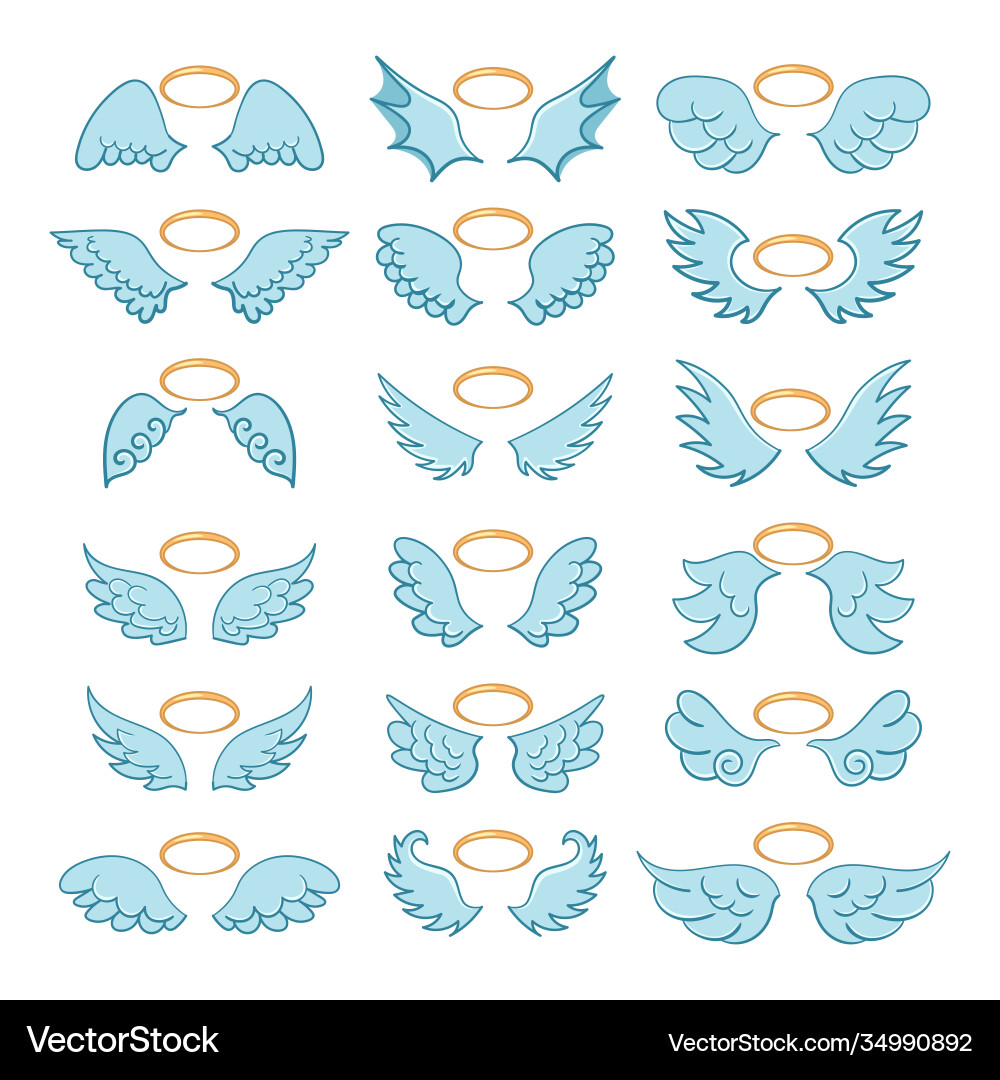 Angel Wings Flat Icon Set Royalty Free Vector Image