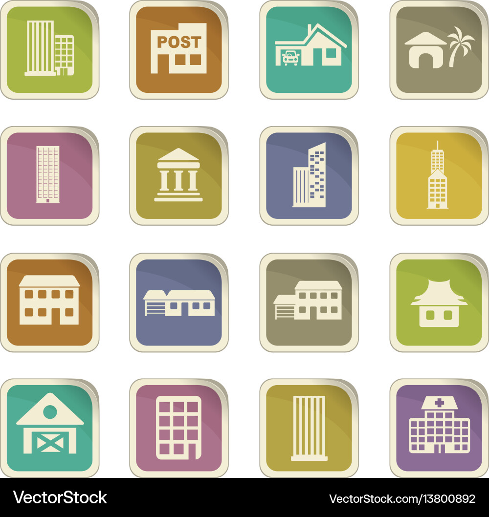 Buildings icon set Royalty Free Vector Image - VectorStock