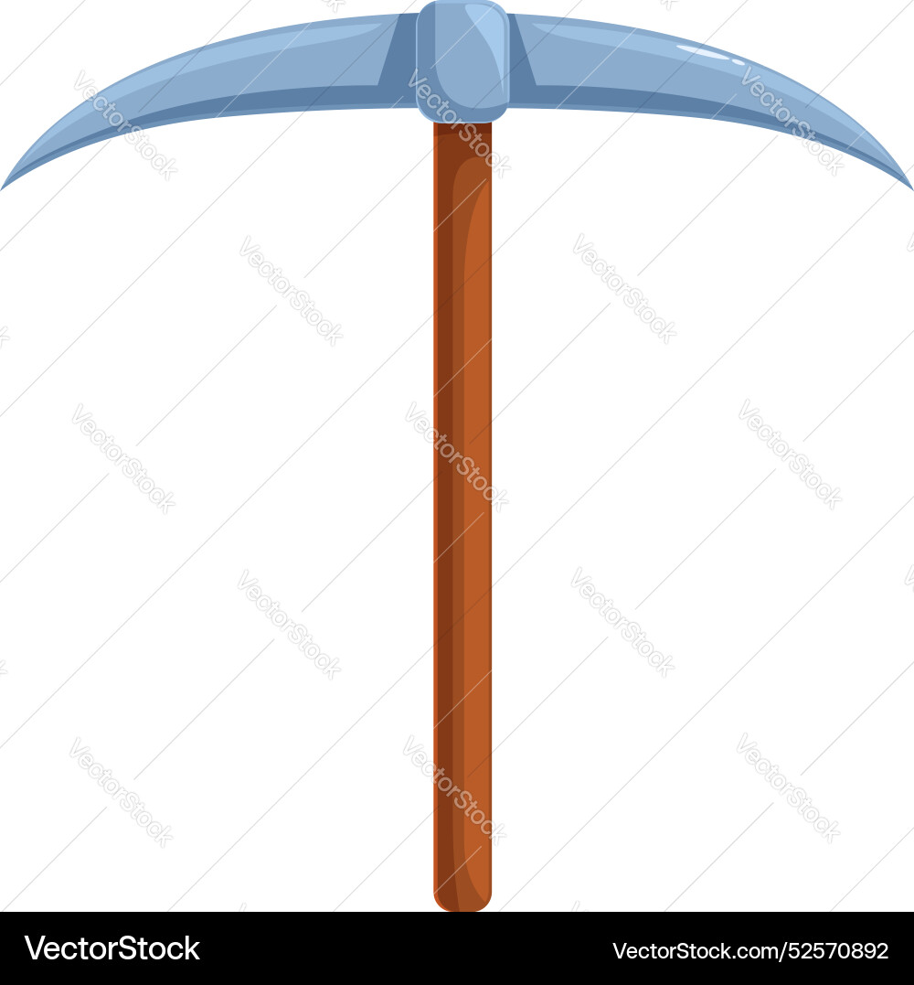 Cartoon style pickaxe mining tool with wooden Vector Image