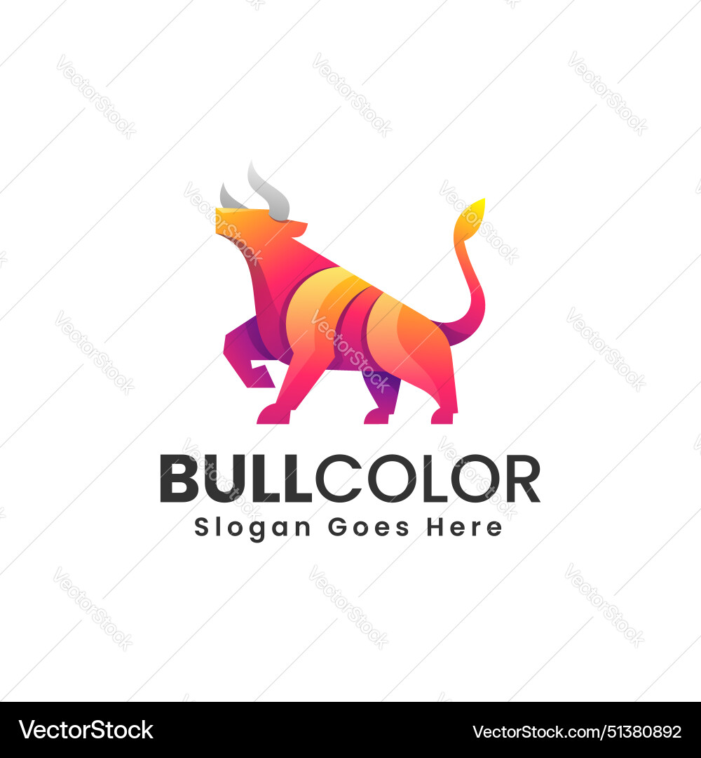 Logo bull gradient colorful style Royalty Free Vector Image