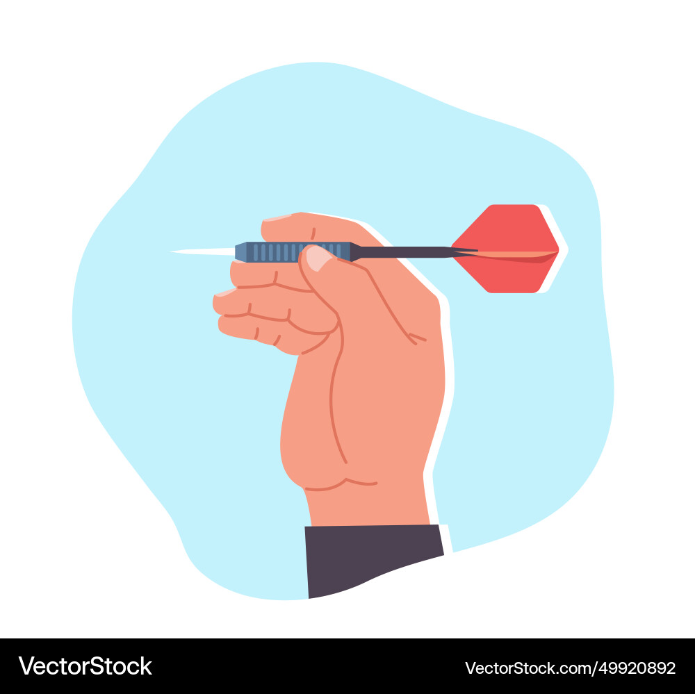 Man hand holds dart for playing darts Royalty Free Vector
