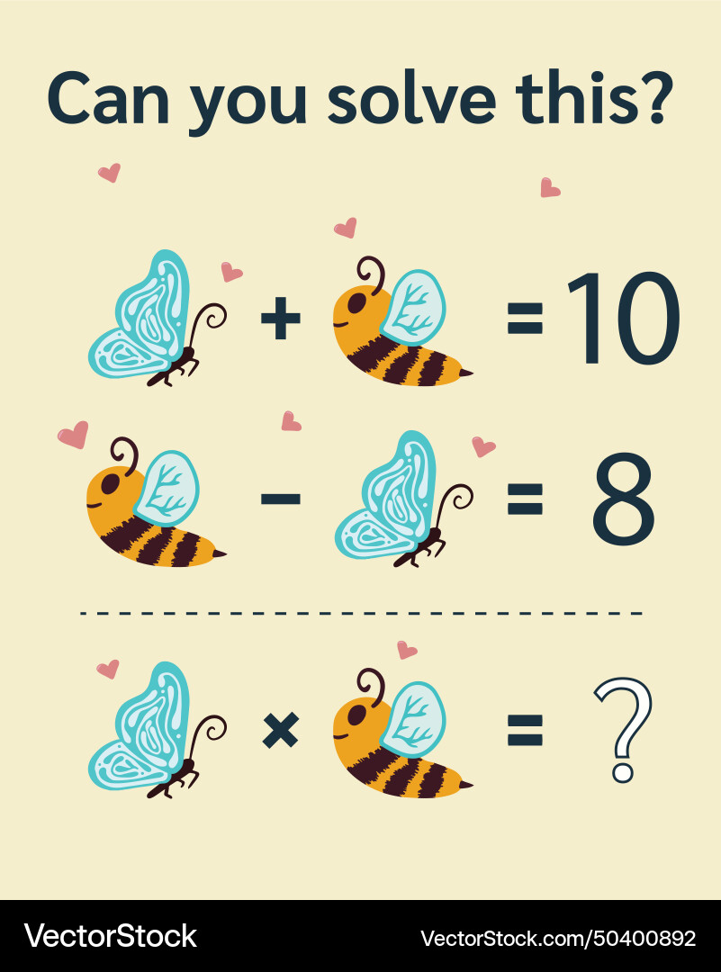 Math riddle for kids and adults picture equations Vector Image