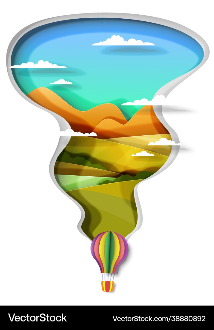 Paper Art Hot Air Balloon Royalty Free Vector Image