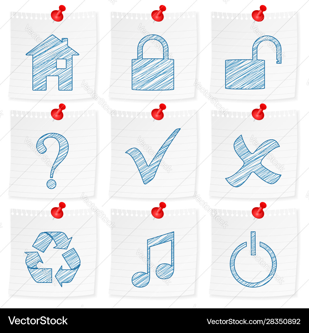 Paper note and drawing symbol Royalty Free Vector Image