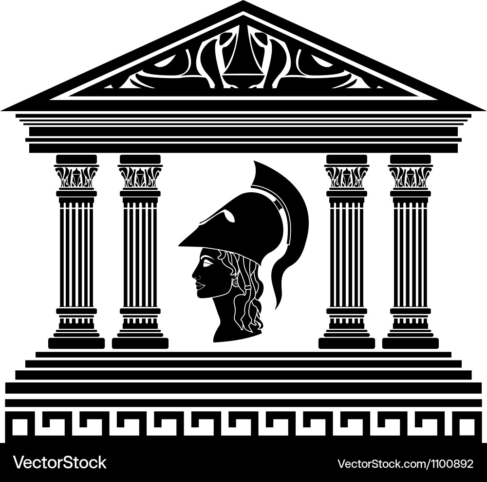 Temple of athena stencil Royalty Free Vector Image