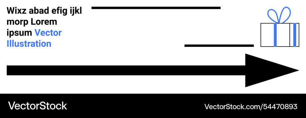 Arrow pointing towards gift box with placeholder Vector Image