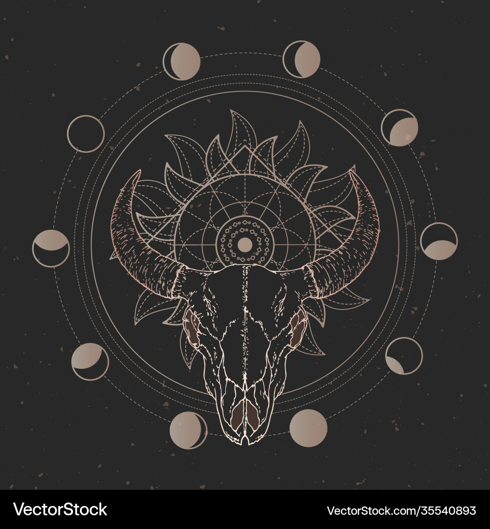 Bull skull and sacred symbol Royalty Free Vector Image