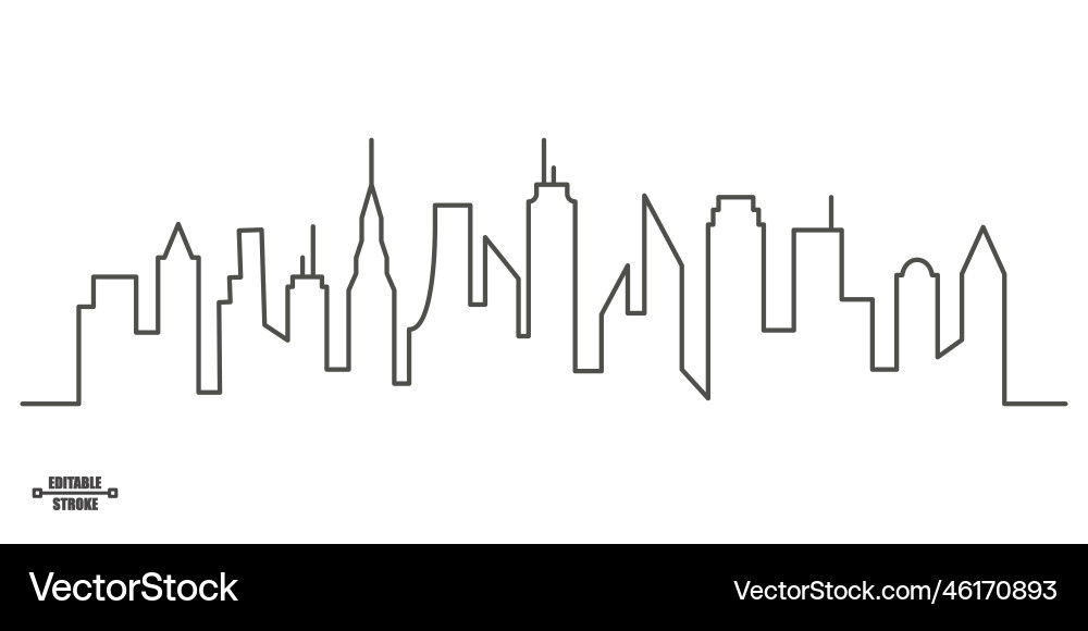 City skyline with buildings editable outline Vector Image