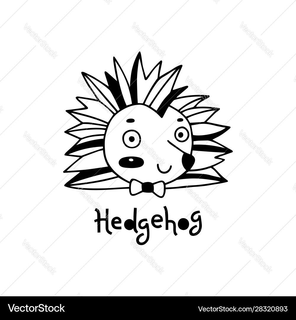 Cute simple hedgehog face cartoon style Royalty Free Vector