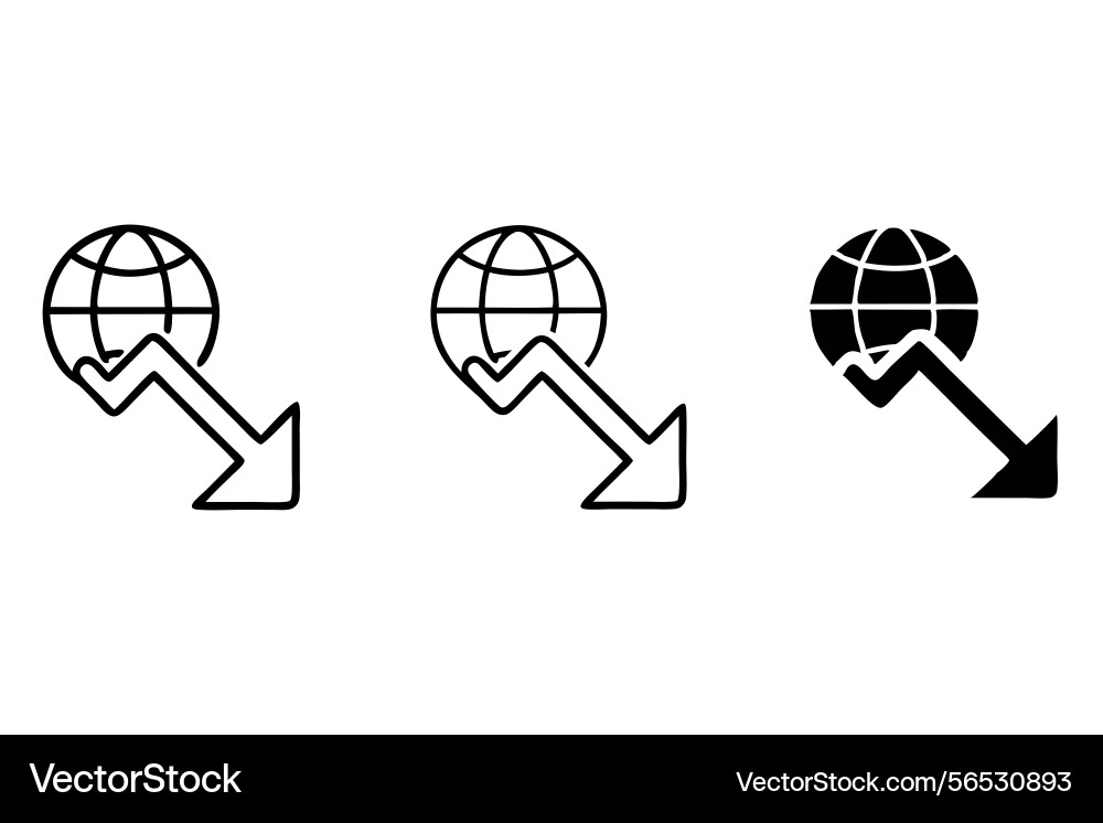 Economic recession symbol with a world map Vector Image