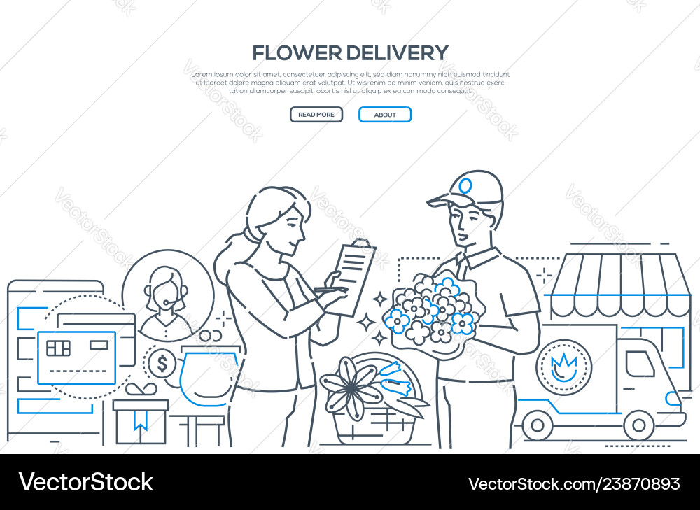 Flower delivery - modern line design style Vector Image