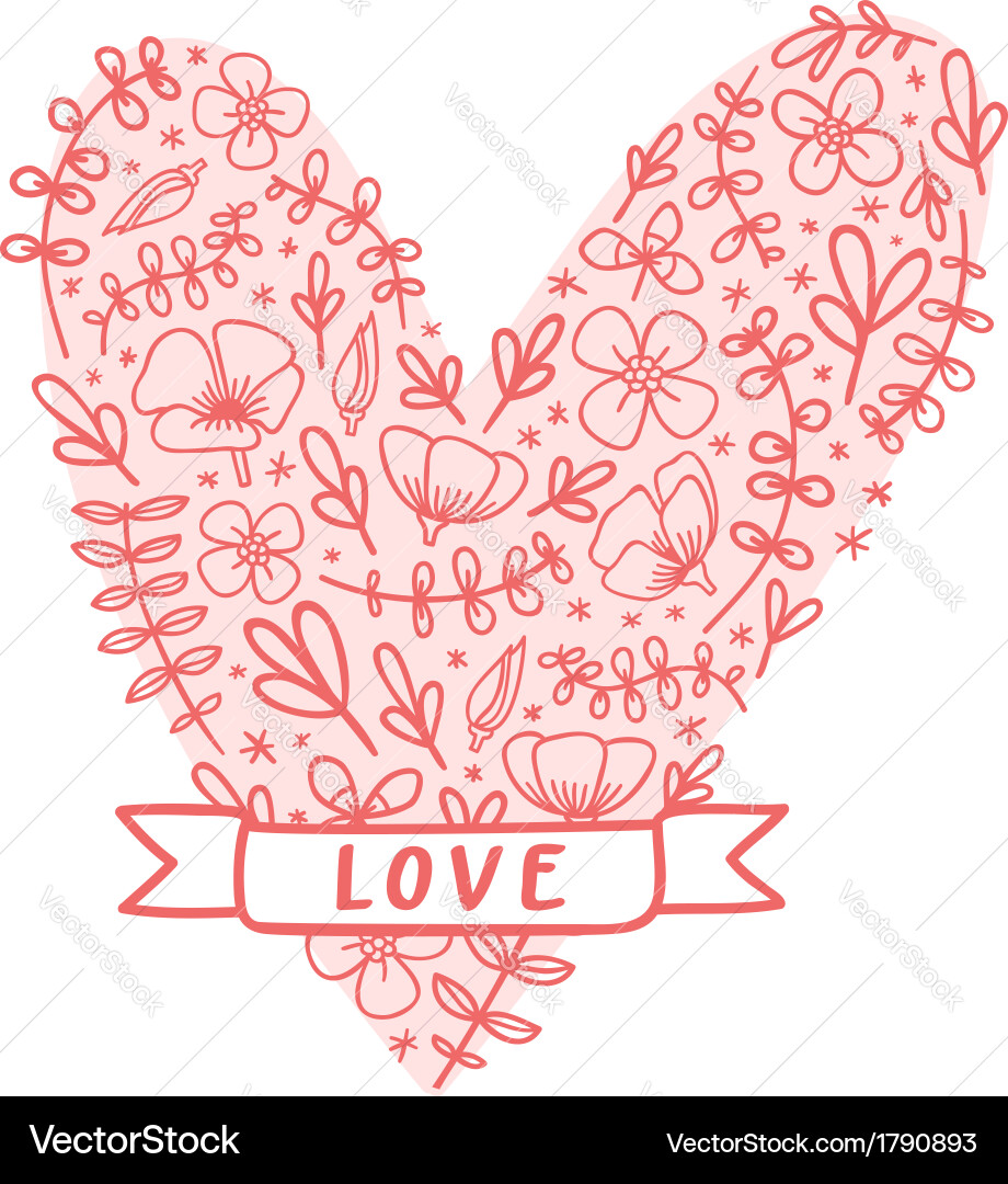 Flower heart Royalty Free Vector Image - VectorStock
