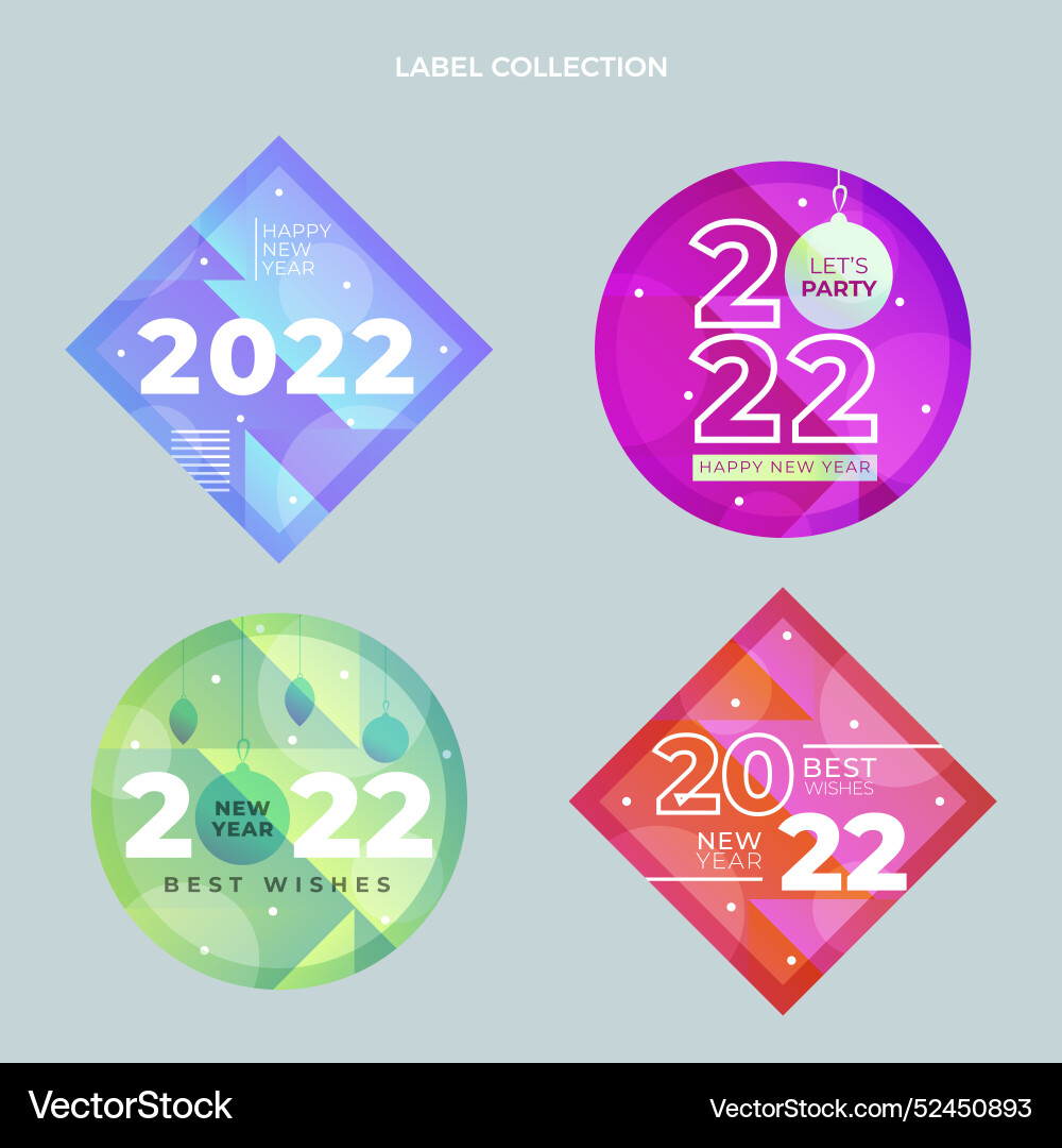 Gradient new year labels collection Royalty Free Vector