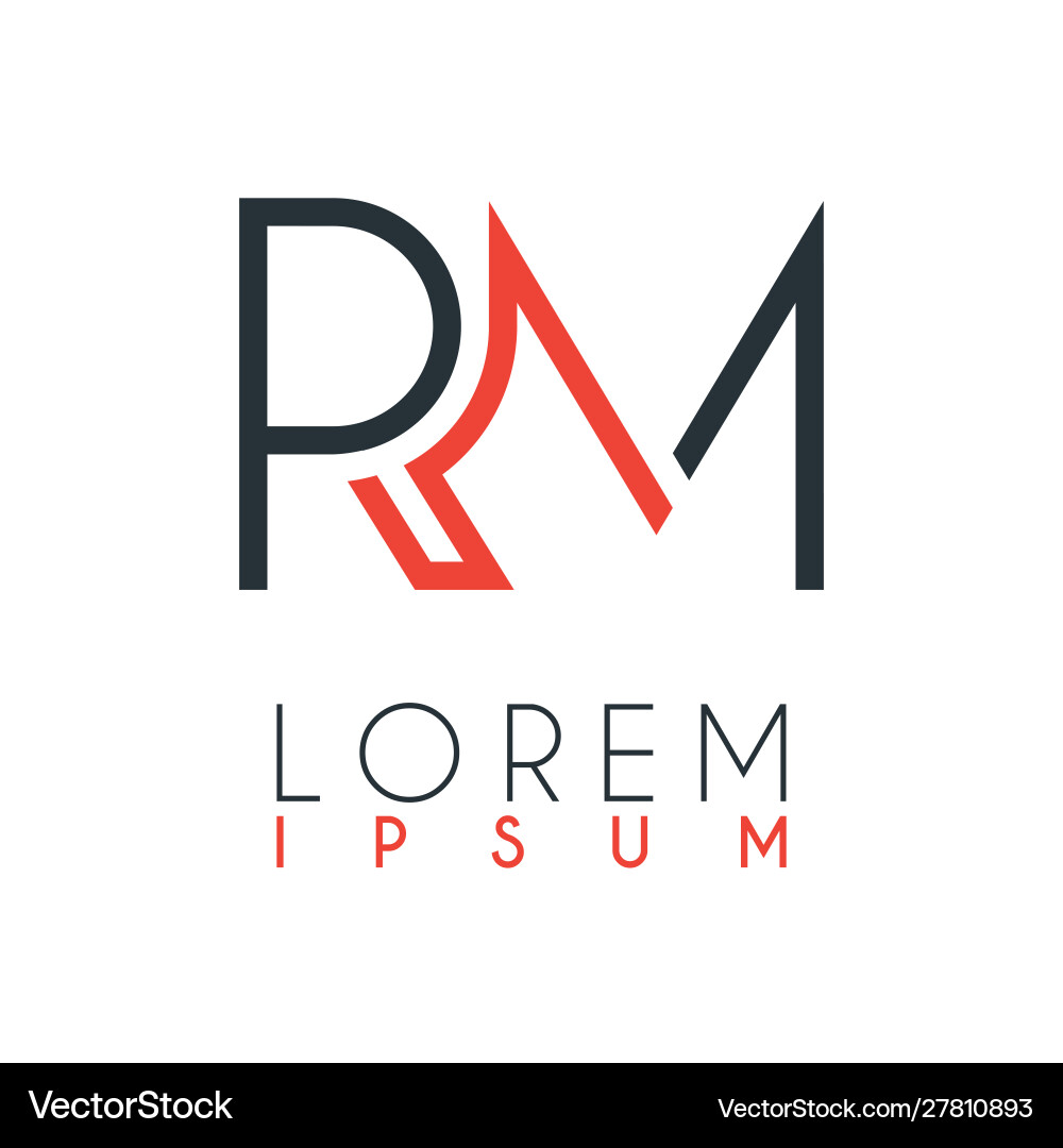Logo between letter r and m or rm Royalty Free Vector Image