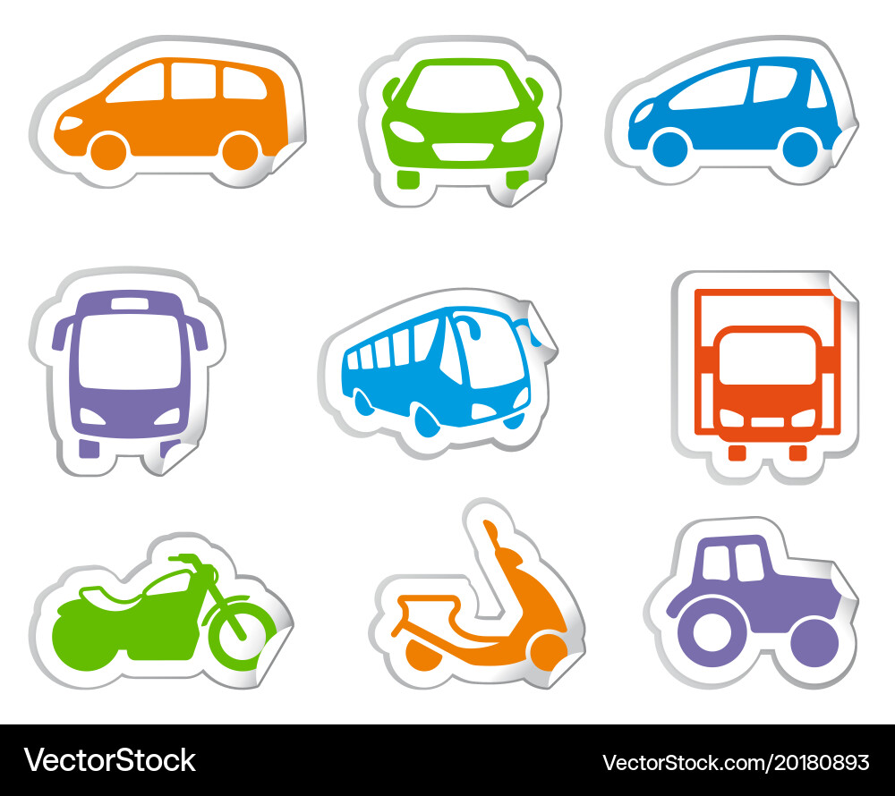 Motor transport stickers Royalty Free Vector Image