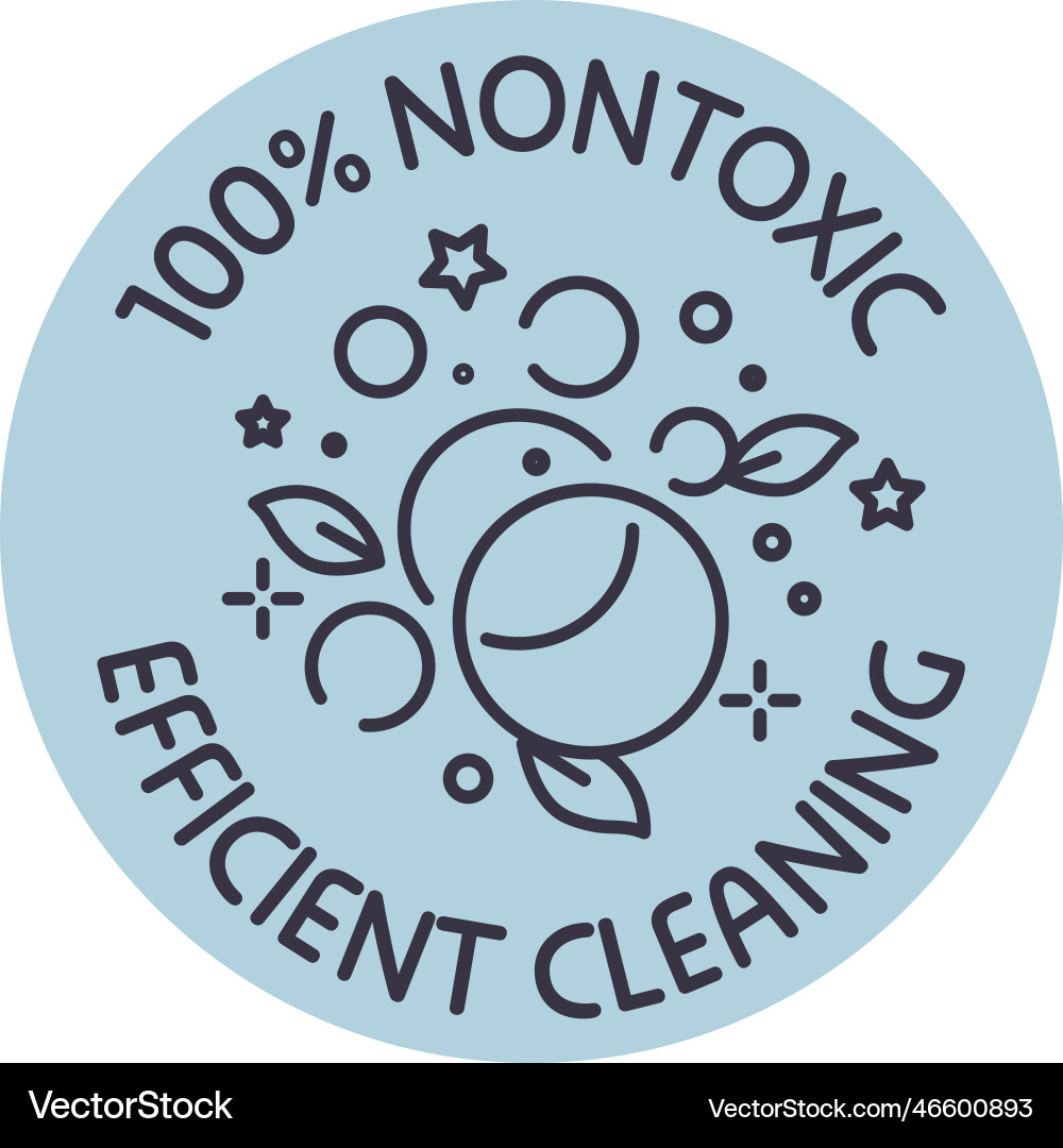 Nontoxic efficient cleaning detergent sticker Vector Image