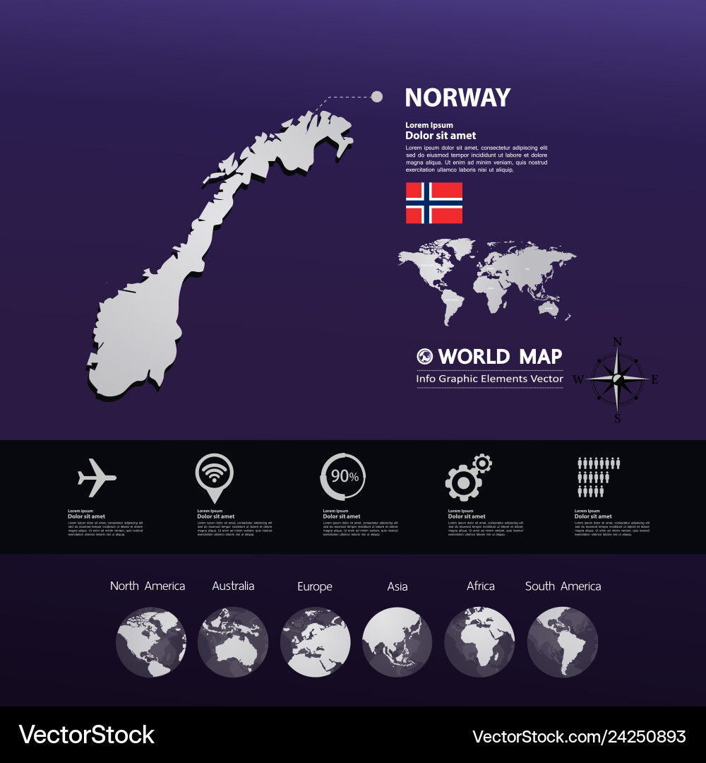 Norway map Royalty Free Vector Image - VectorStock