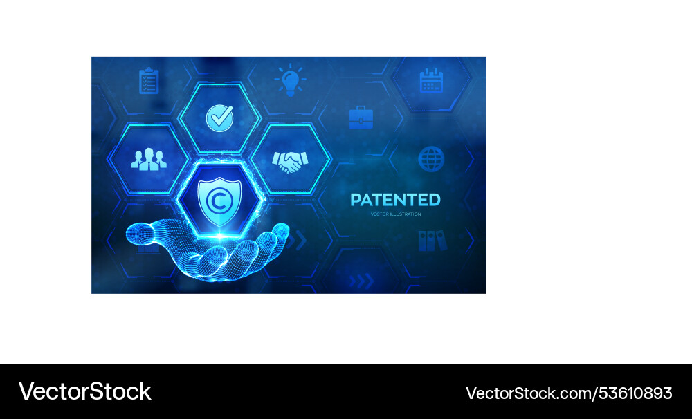Patented patent copyright law icon Royalty Free Vector Image