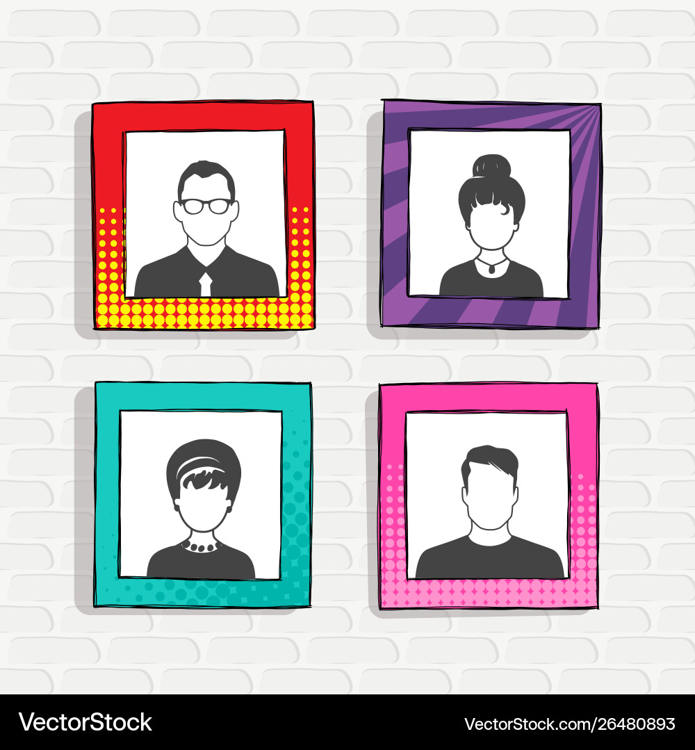 Photo frame with people Royalty Free Vector Image