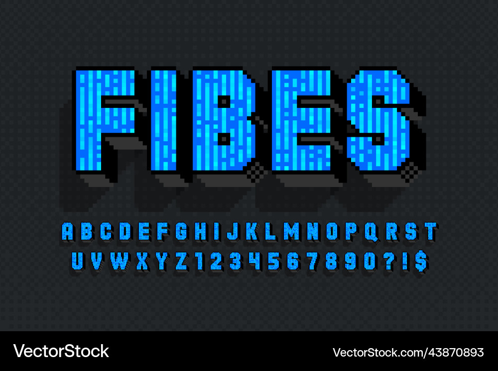 Pixel alphabet design stylized like in 8 Vector Image