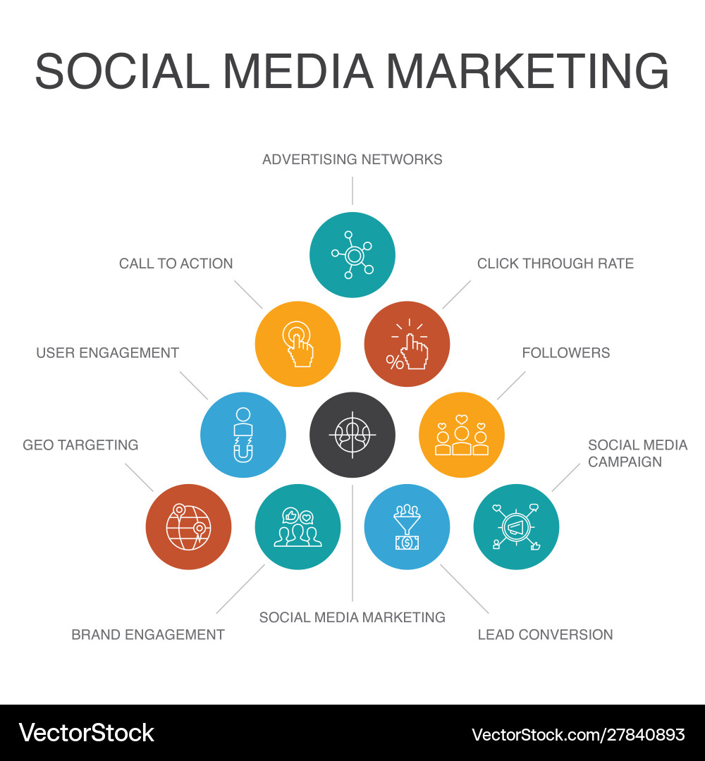 Social Media Marketing Steps – Royalty-Free Vector | VectorStock