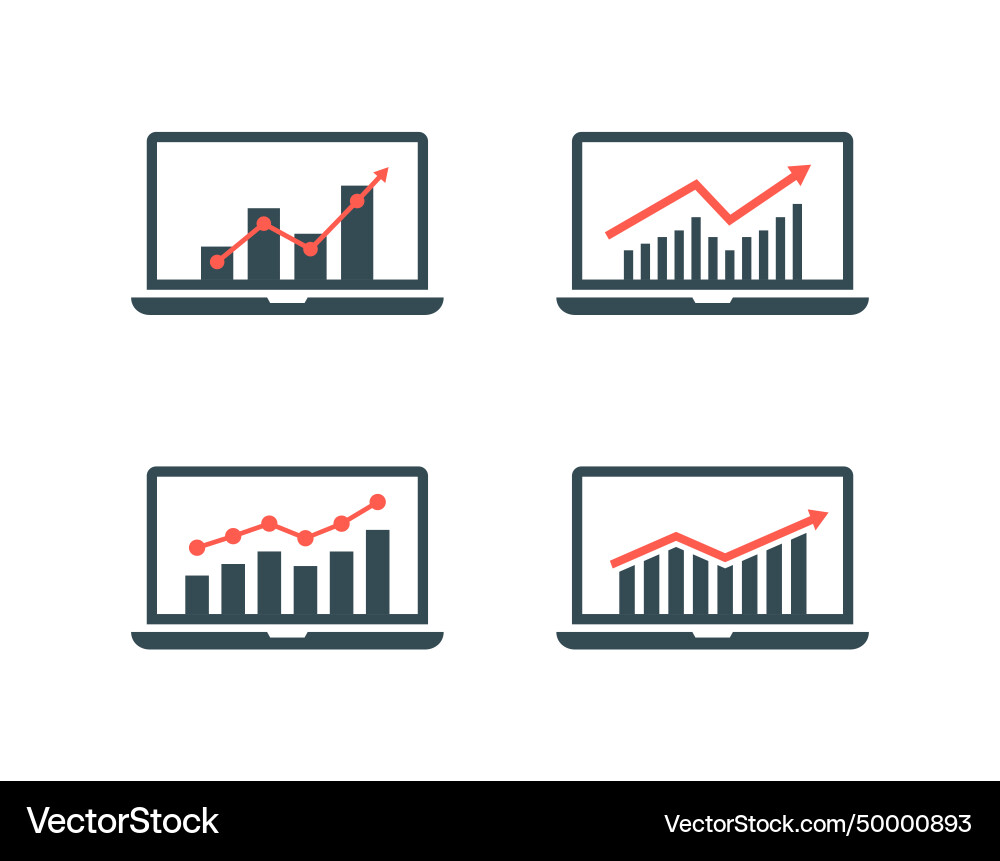 Statistic monitoring icon set financial analytic Vector Image
