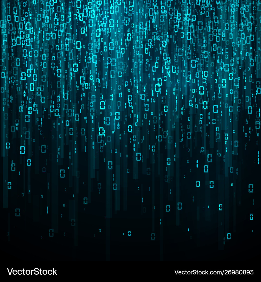 Stream random binary numbers matrix encoding Vector Image