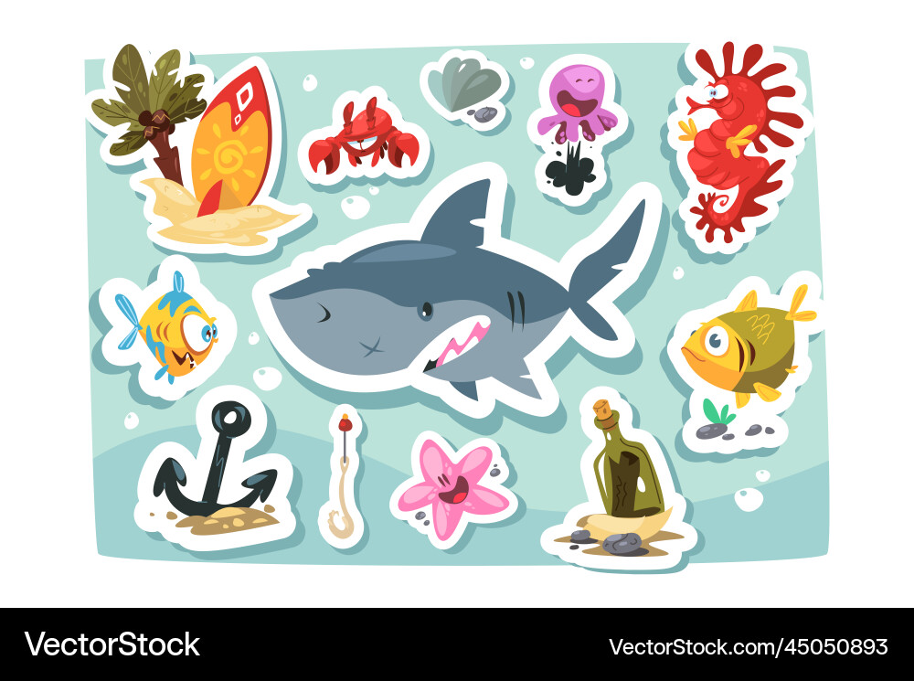 Underwater animals icons set Royalty Free Vector Image