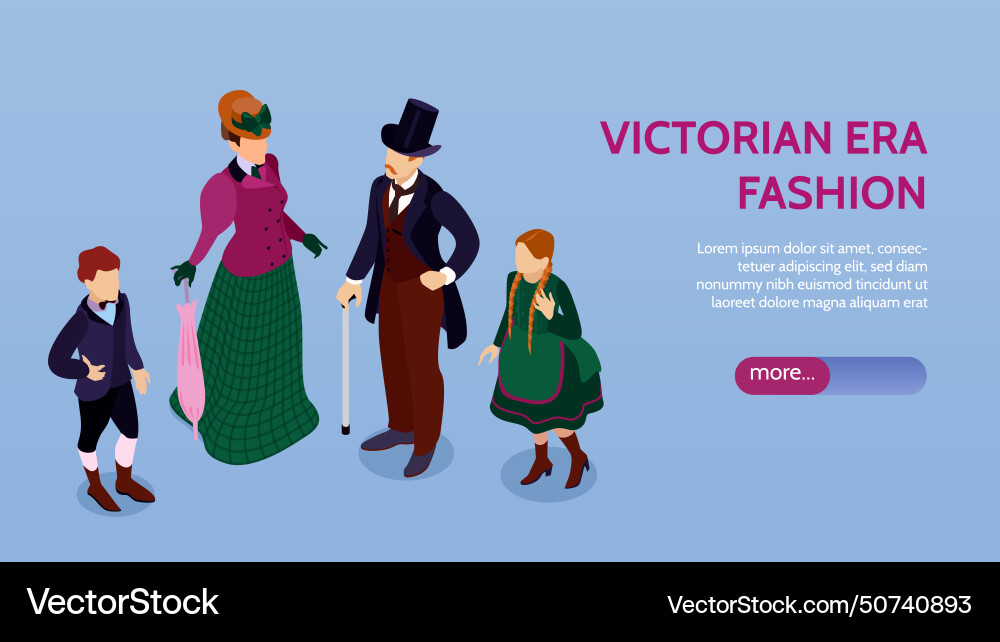 Victorian fashion horizontal banner Royalty Free Vector