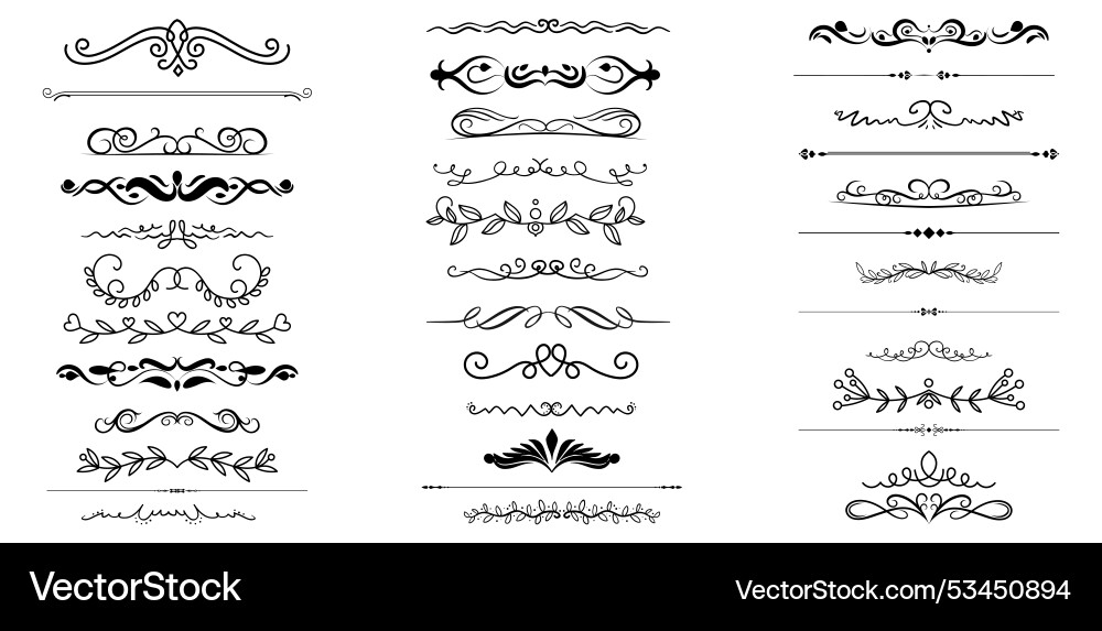 Calligraphy elements of decorative flourishes art Vector Image