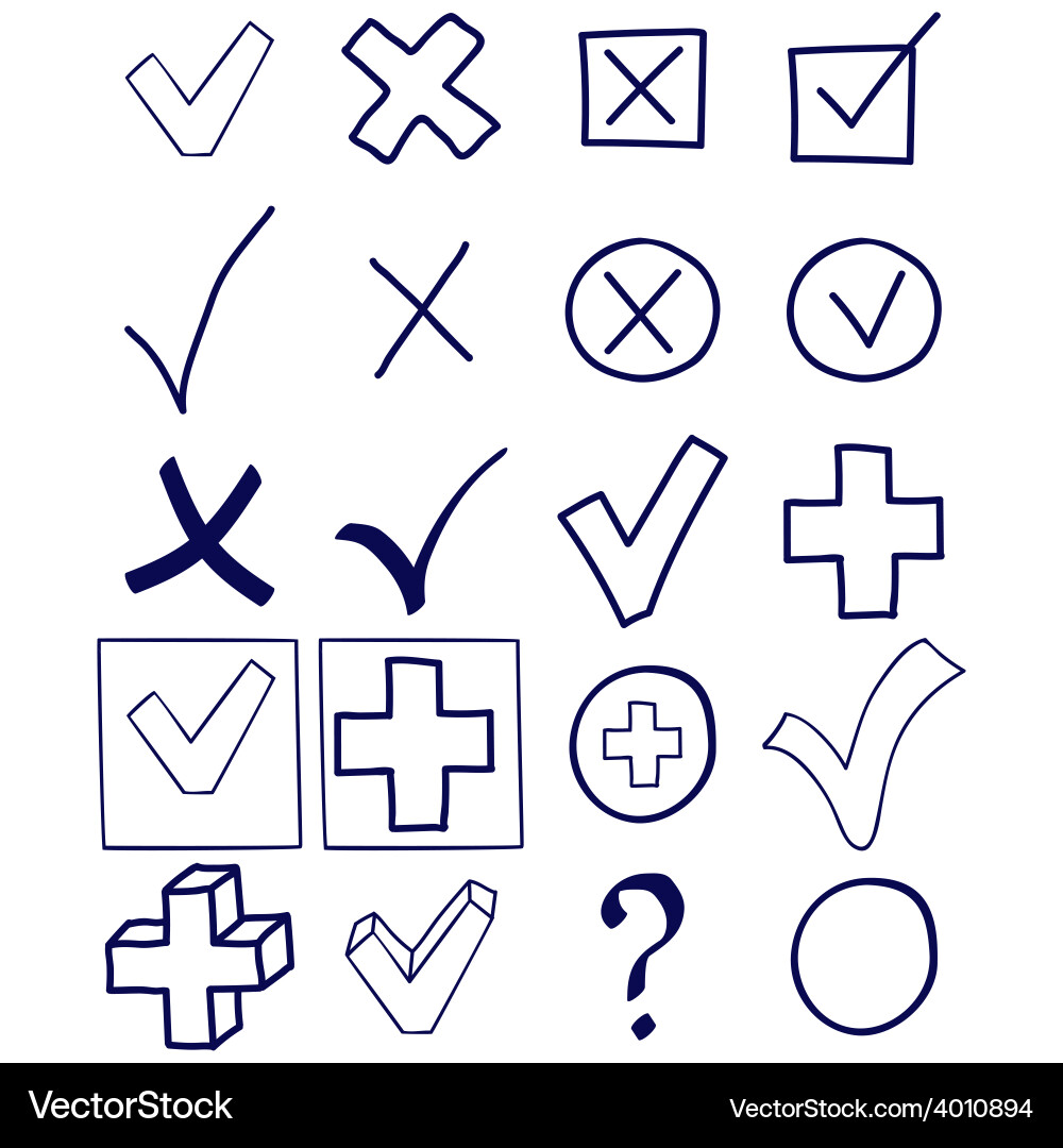 Checkmarks and checkboxes hand drawn sketch Vector Image