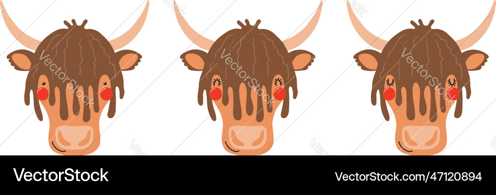 Cute funny yak faces set Royalty Free Vector Image