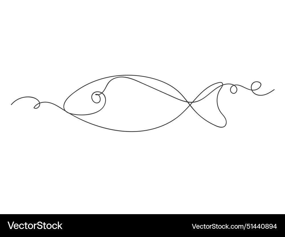 Fish continuous one line art isolated Royalty Free Vector