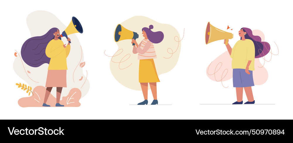 Graphic of people stand shout Royalty Free Vector Image