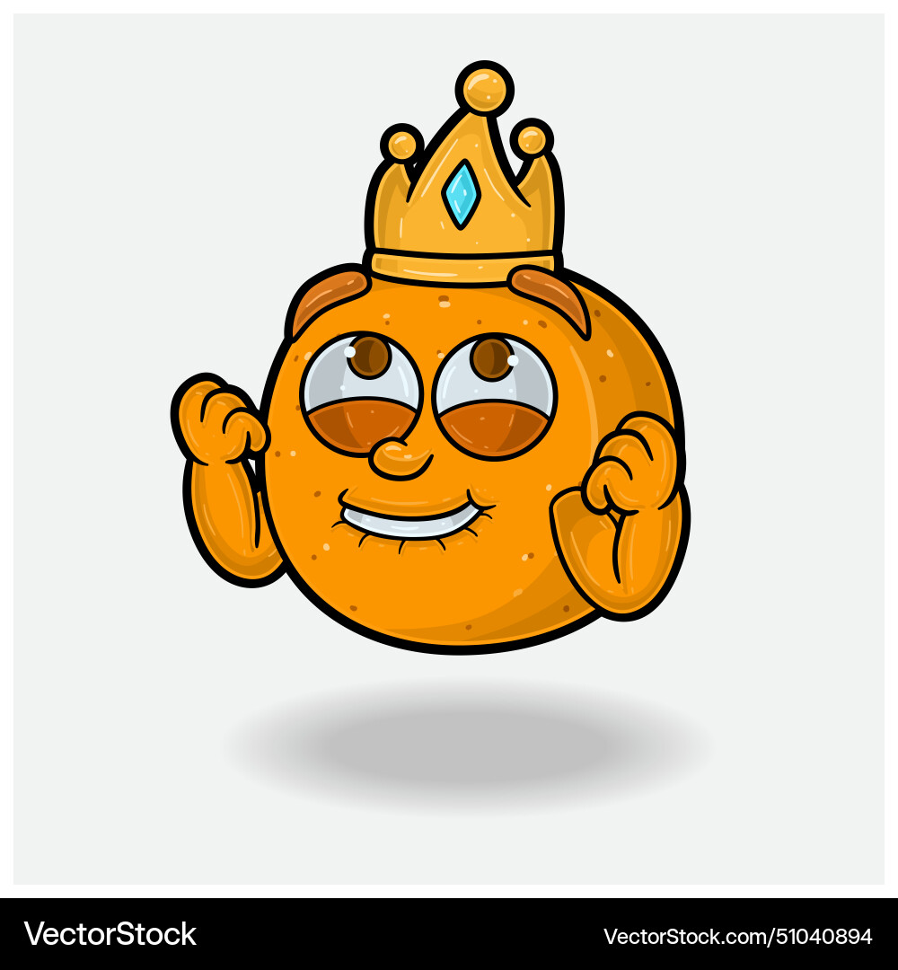 Happy expression with orange fruit crown mascot Vector Image