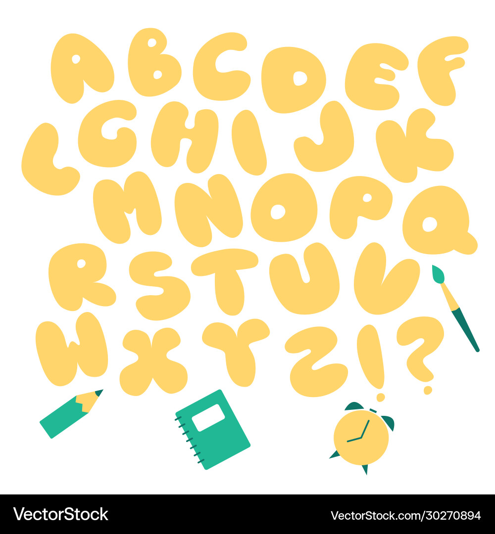 Kids alphabet a set chubby letters Royalty Free Vector Image