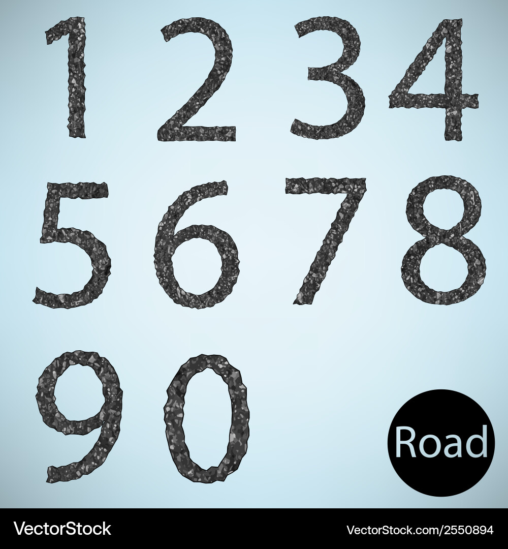 Set number road asphalt texture Royalty Free Vector Image