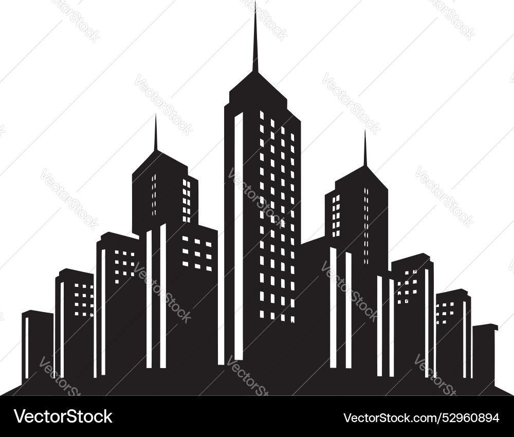 Skyline cityline sketch multifloor logo icon Vector Image