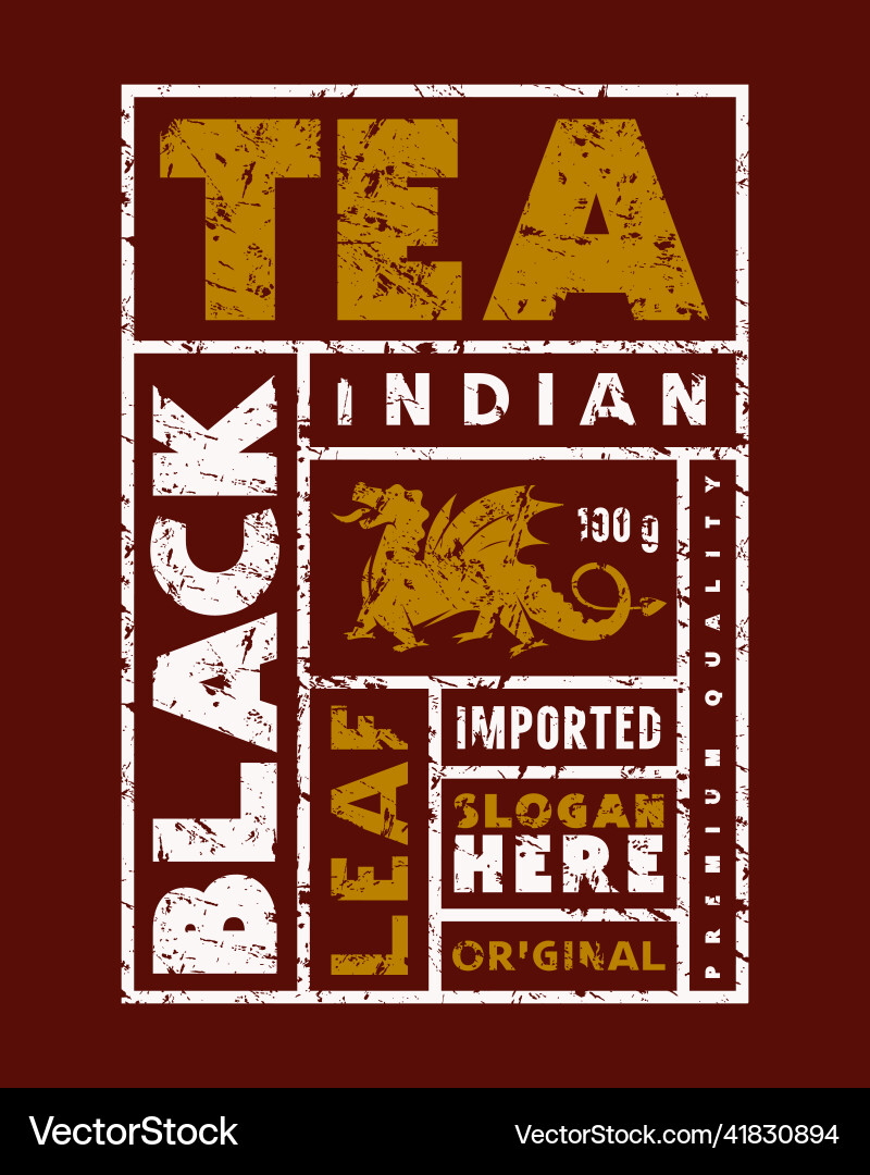 Template label for black tea Royalty Free Vector Image
