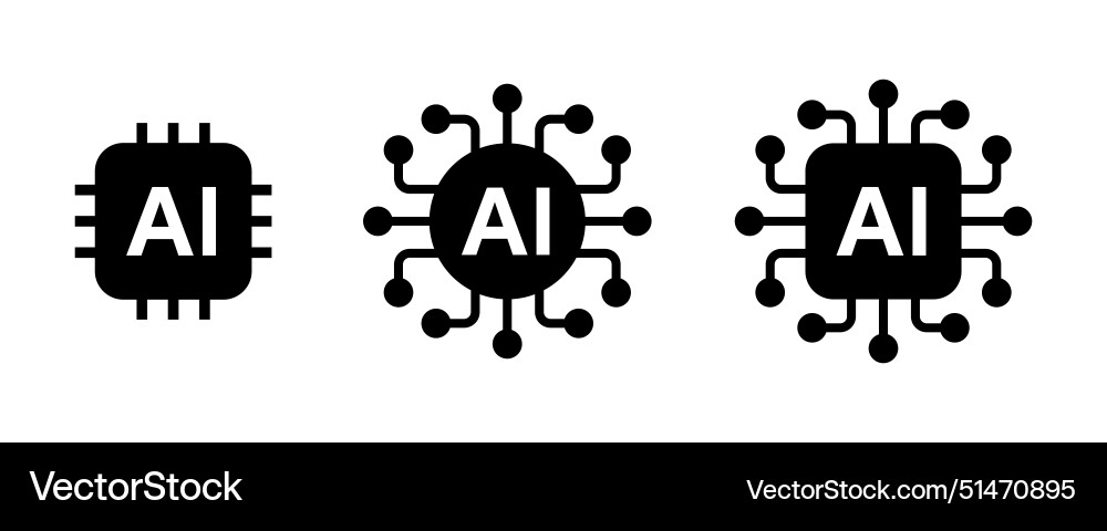 Artificial intelligence ai processor chip icon Vector Image