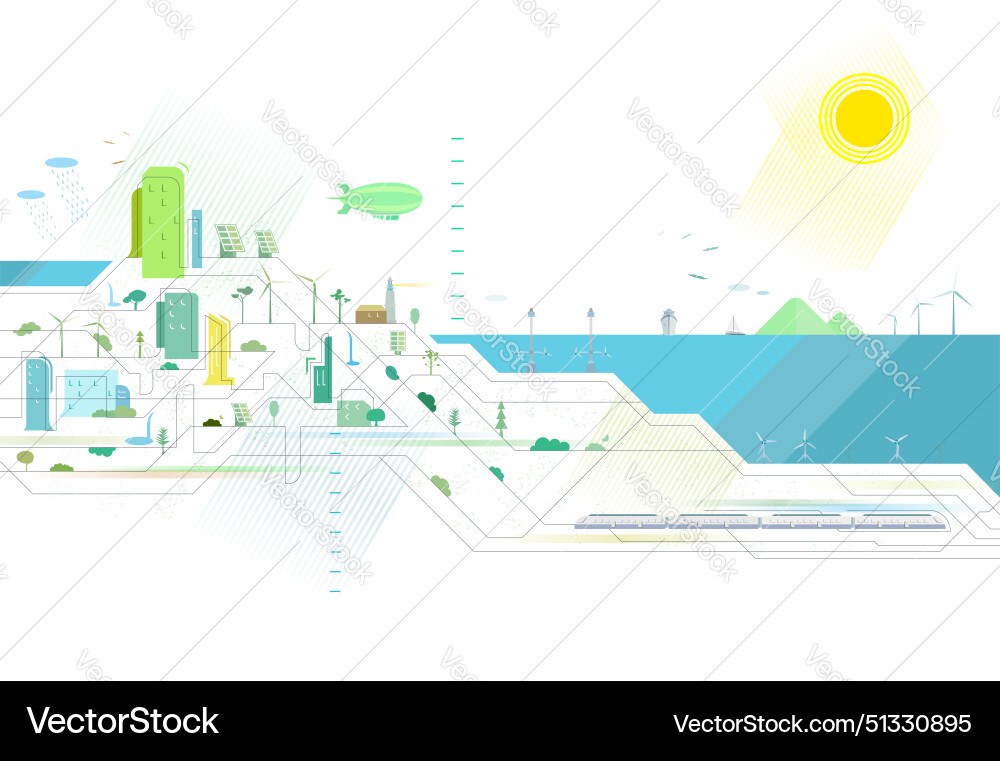 Big sea with city Royalty Free Vector Image - VectorStock