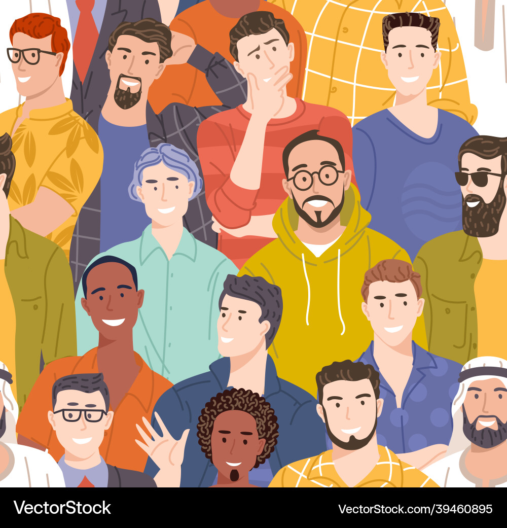 Diverse male seamless Royalty Free Vector Image