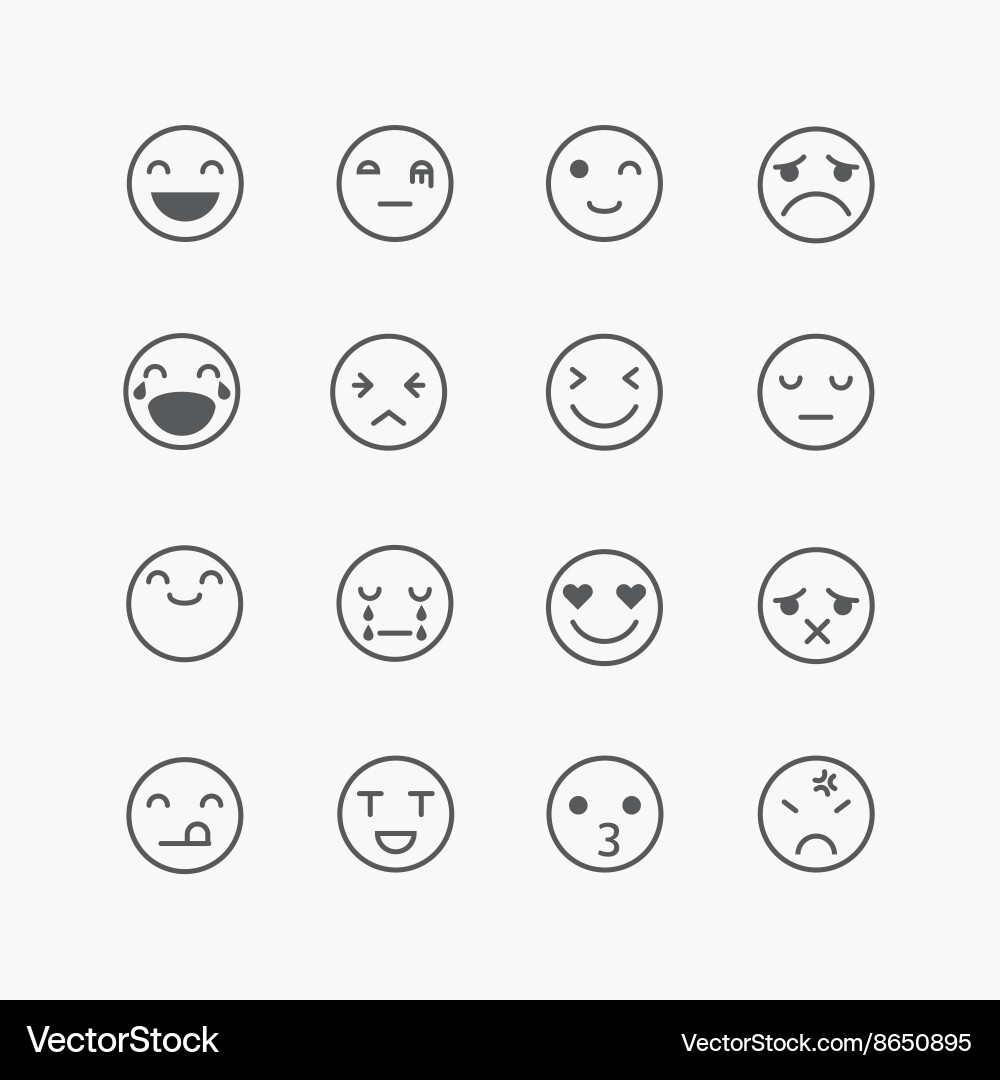 Emoji avatar Sammlung Set Emoticons isoliert ico Vektorbild