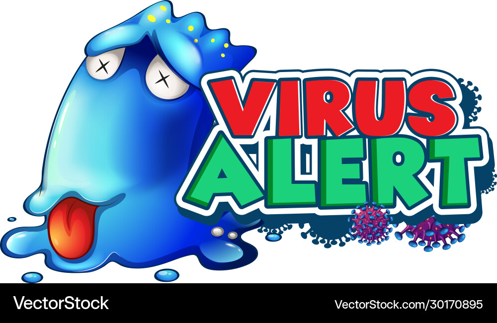 Font design for word virus alert with sick monster