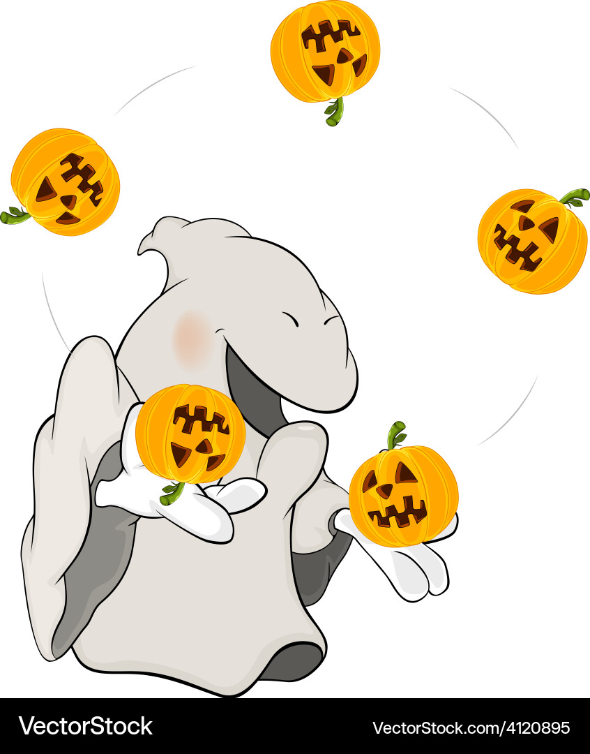 Ghost the juggler cartoon Royalty Free Vector Image