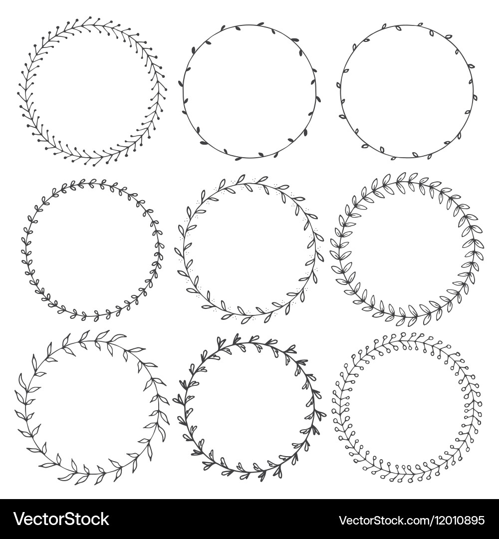 Hand drawn round frames design elements Royalty Free Vector
