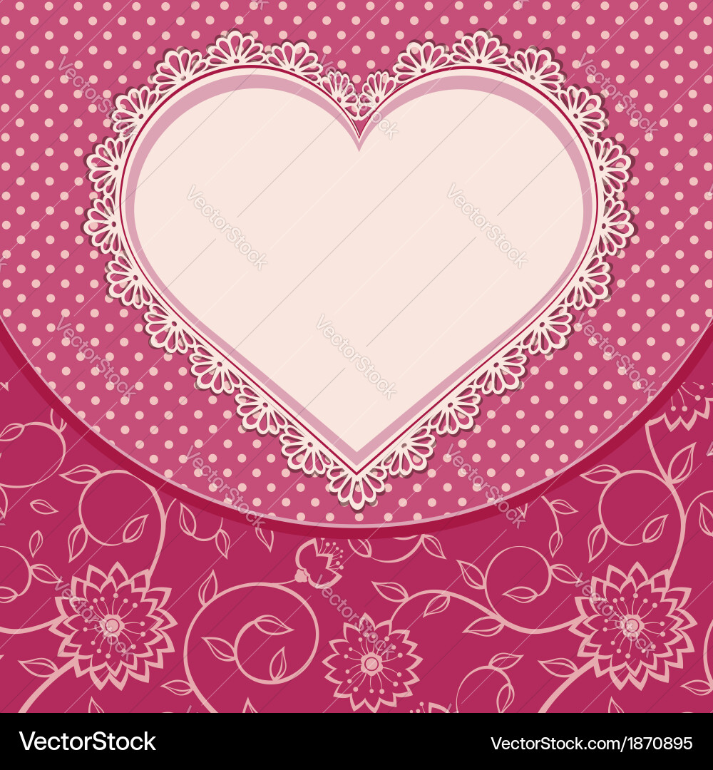 Heart lace frame and dotted background Royalty Free Vector